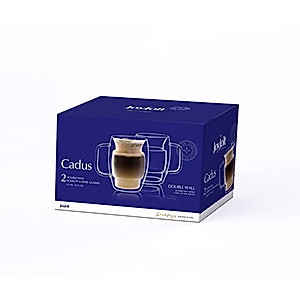 JoyJolt Cadus Glass Coffee Cups Double Wall Insulated Mugs Set of 2 Latte Glasses, 16-Ounces.