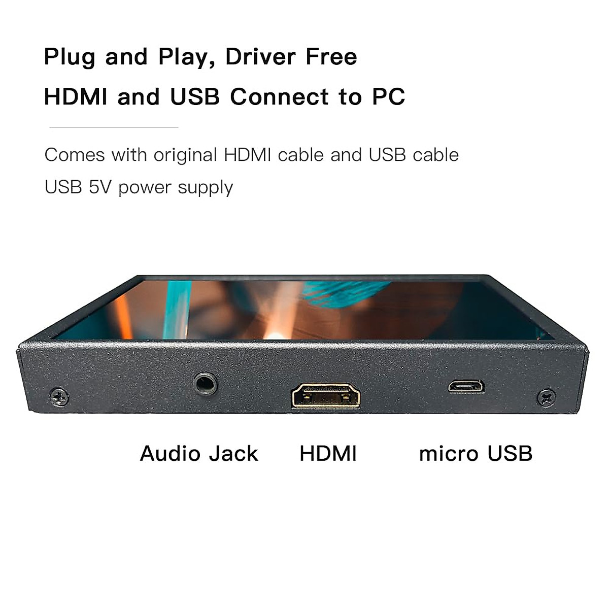 LESOWN Mini Monitor HDMI 5 inch IPS Small Monitor Portatil 800x480 LCD 5" Capacitive Touch Screen Metal Case Dual Speakers Potable Monitor PC HDMI Display