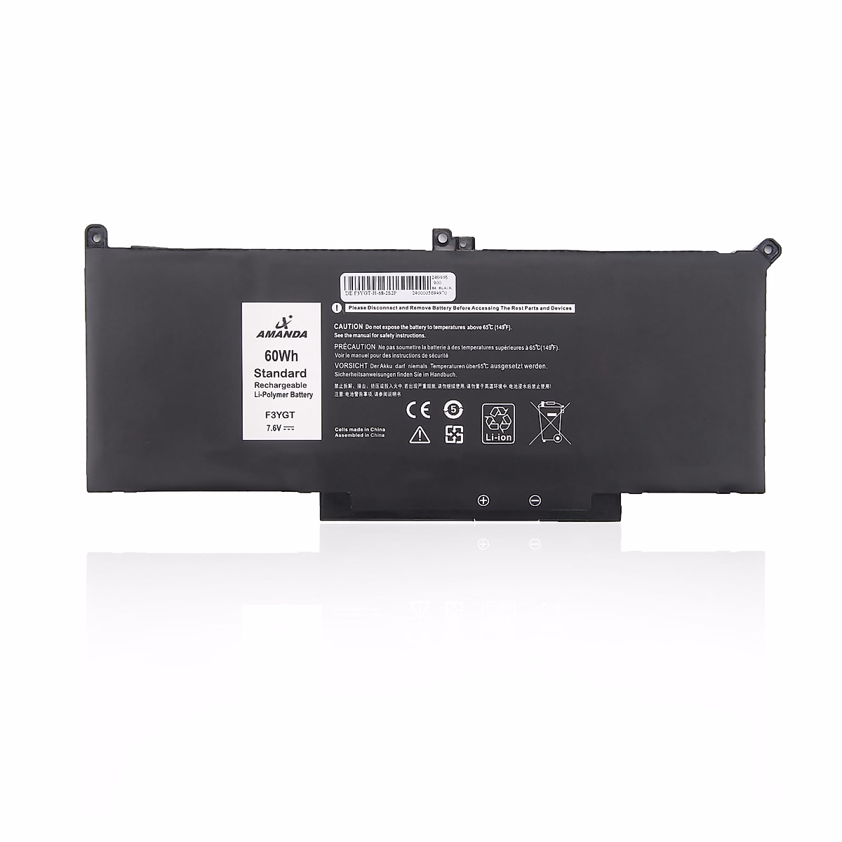 A AMANDA F3YGT Battery Replacement for Dell Latitude 12 7000 7280 7290/13 7000 7380 7390/14 7000 7480 7490 Series DM3WC 0DM3WC 2X39G 7.6V 60Wh 4-Cell