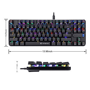 Mechanical Keyboard Wired 87 Keys RGB Gaming Keyboard Brown Switches LED-Backlit Mode Computer Game Keyboard for Office Gaming Gamer
