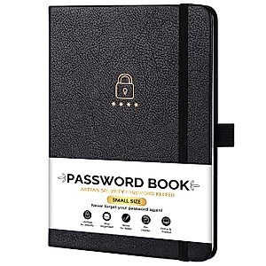 Password Book - Hardcover Password Book with Alphabetical Tabs for Internet Website Address Login, Pocket Size Password Keeper, 5.0" x 6.8", Password Organizer for Home Office Desk Use