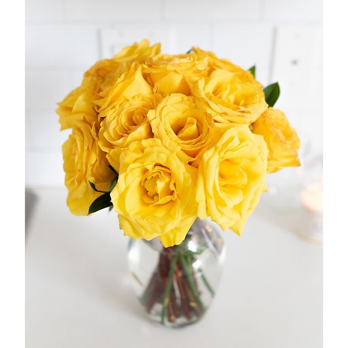 DELIVERY BY FRIDAY, 8/2 GUARANTEED IF ORDER PLACED BY 8/1 BEFORE 2PM EST From You Flowers - One Dozen Yellow Roses with Glass Vase (Fresh Flowers) Birthday, Anniversary, Get Well, Sympathy,