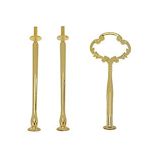 Geesatis 4 Set Golden Metal Cake Stand Holder 3 Tier Cake Stand Fittings Cake Plate Stand Handle Hardware Fittings for Cupcake Dessert Platter Serving Stand