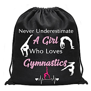 PXTIDY Gymnastics Gifts Gymnastics Drawstring Bag Who Loves Gymnastics Gymnasts Gifts for Gymnastics