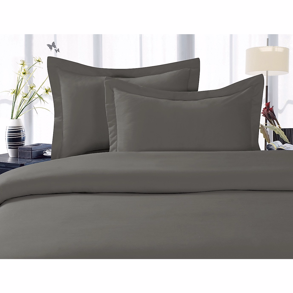 CELINE LINEN Best, Softest, Coziest Duvet Cover Ever! 1500 Premier Hotel Quality Luxury Super Soft Wrinkle Free 3-Piece Duvet Cover Set, King/Cali King, Grey