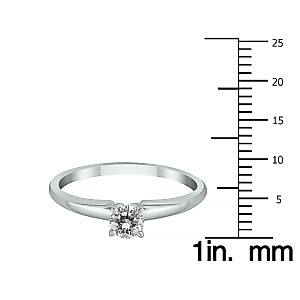 SZUL 1/4 Carat Round Diamond Solitaire Ring in 14K White Gold
