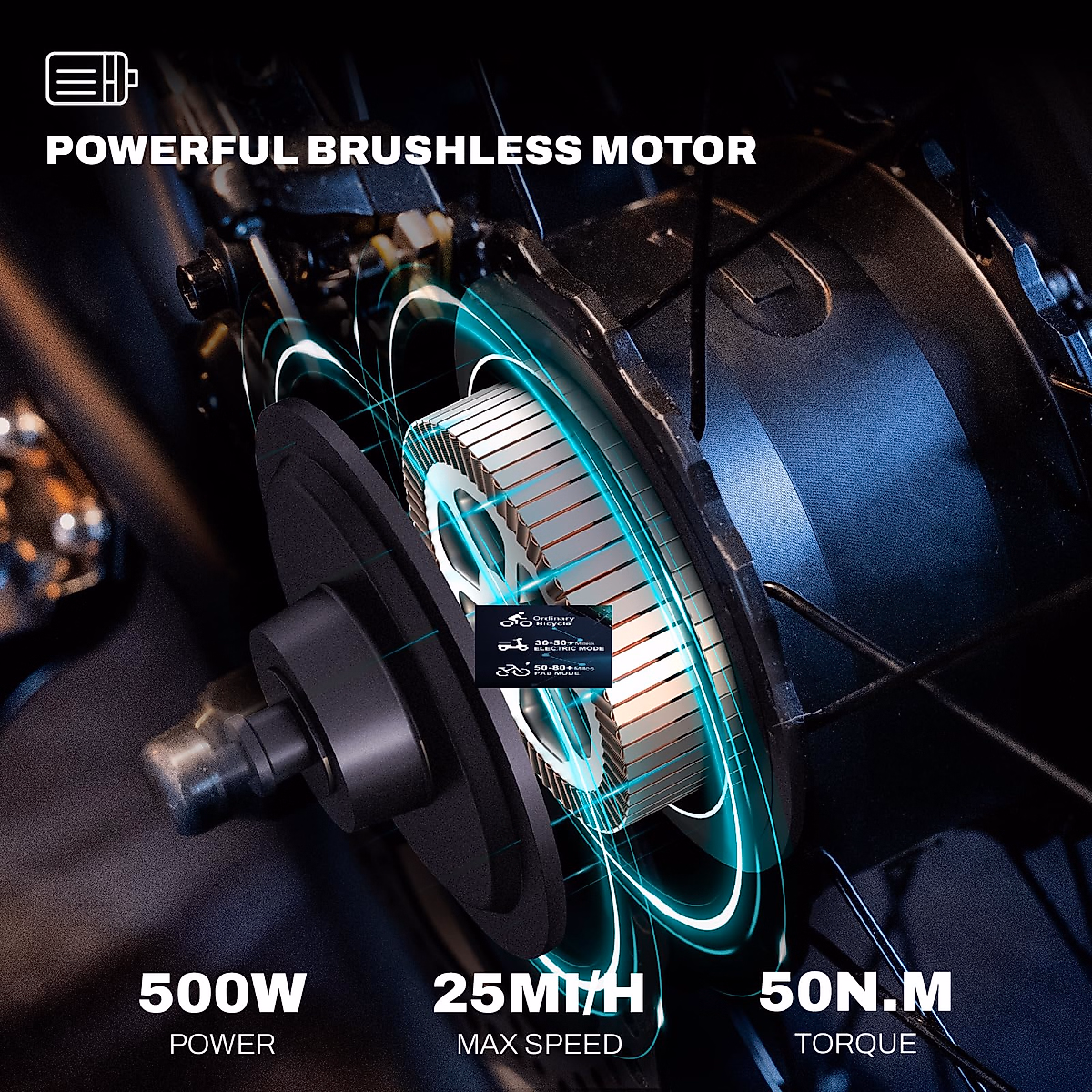 MACFOX Electric Bike for Adults, Ebike 500W/48V/10.4Ah, 20" Fat Tire Electric Bicycles Up to 20MPH & 40 Miles with Retro Motorcycle Design, Removable Battery, 50N.m Max Torque（Fenders）