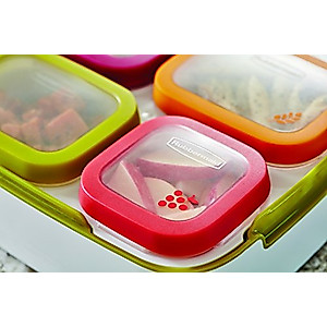 Rubbermaid Balance Pre Portioned Meal Kit Food Storage Containers, White/Citron, 11 Piece Set including Lids | Bento Box Style | Microwave and Dishwasher Safe