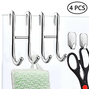 AIFUDA 4 Pcs Towel Hooks, Over Door Hook S Hooks Towel Hooks for Bathrooms Frameless Shower Door with Self Adhesive Wall Hooks