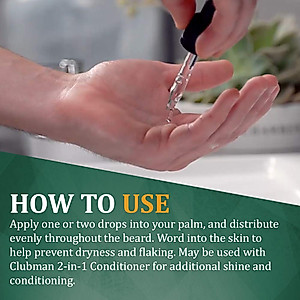 Clubman Pinaud Beard Oil, Balanced Moisture for Facial Hair and Skin, 1 oz