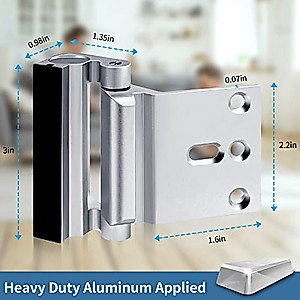 Yomisga Home Security Door Lock Reinforcement Safety Latch Extra Front Doors Security Devices Withstand 800 lbs, Anti Door Kick in Security Protector for Door Inside, Child Proof Aluminum Door Locks