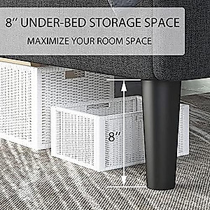 Allewie Upholstered King Size Platform Bed Frame with Adjustable and Curved Corner Design Headboard, Easy Assembly, No Box Spring Required, Dark Grey