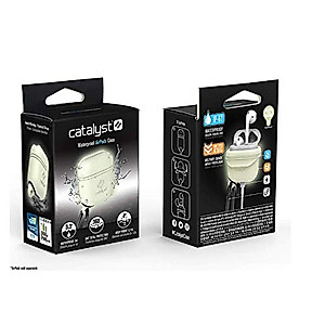 Catalyst Waterproof AirPods 1 & 2 Case with Premium Carabiner, Compatible Wireless Charging, One-Piece Design, Protective Cover Soft Skin, High Drop Protection, Silicone Sealing - Glow in Dark
