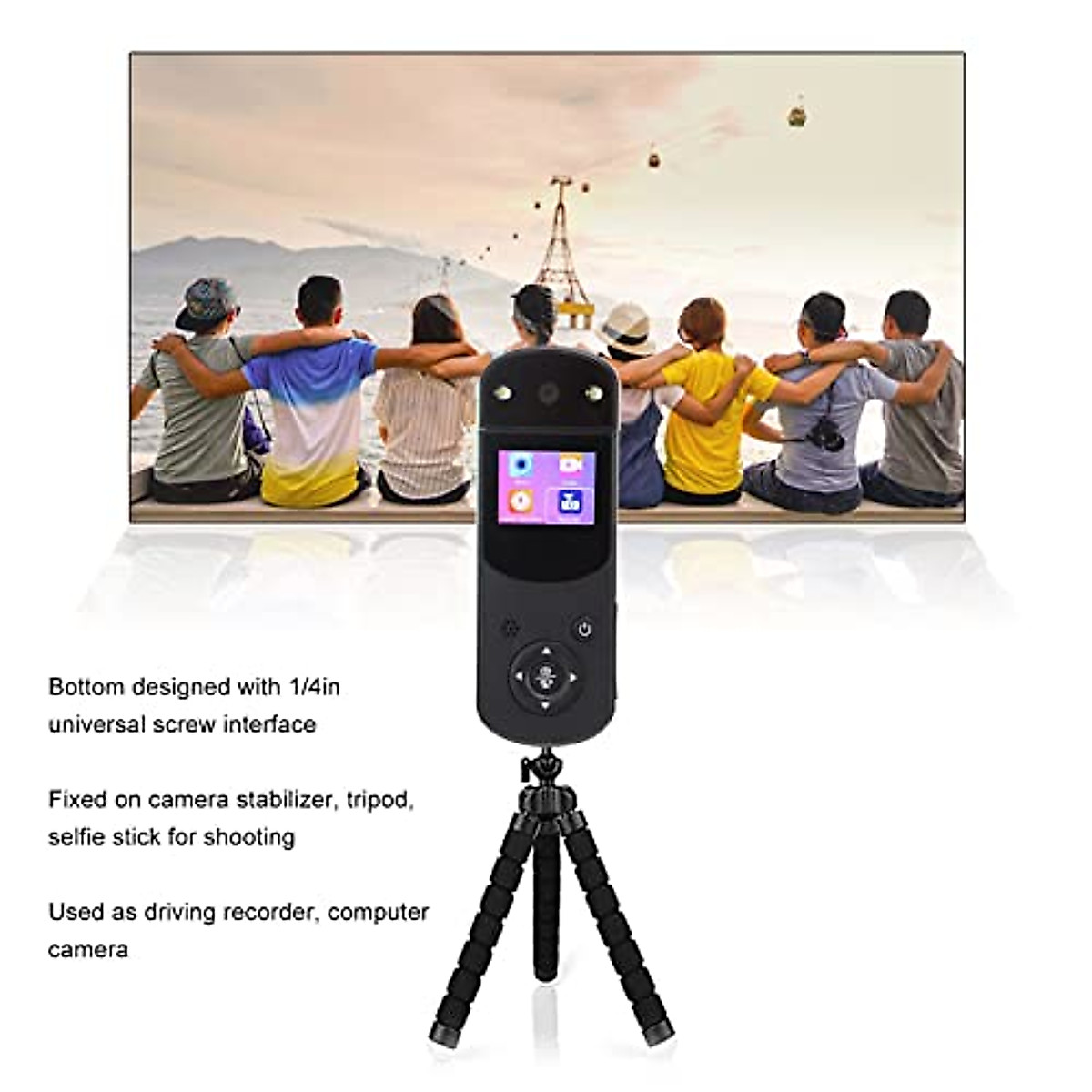 Portable DV Camera, 16MP Digital Micro HD 1080P Digital Video Recorder with Beauty Filter for VLOG Recording (Black)