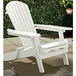 Merry Garden Foldable Wooden Adirondack Chair, Outdoor, Garden, Lawn, Deck Chair, White