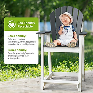 OTSUN Tall Adirondack Chairs, Outdoor Balcony Chair, Patio Bar Stool Chair with Widened Arms, High Back, Footrest, 400lbs, All-Weather Bar Height Chair for Garden, Yard, Backyard