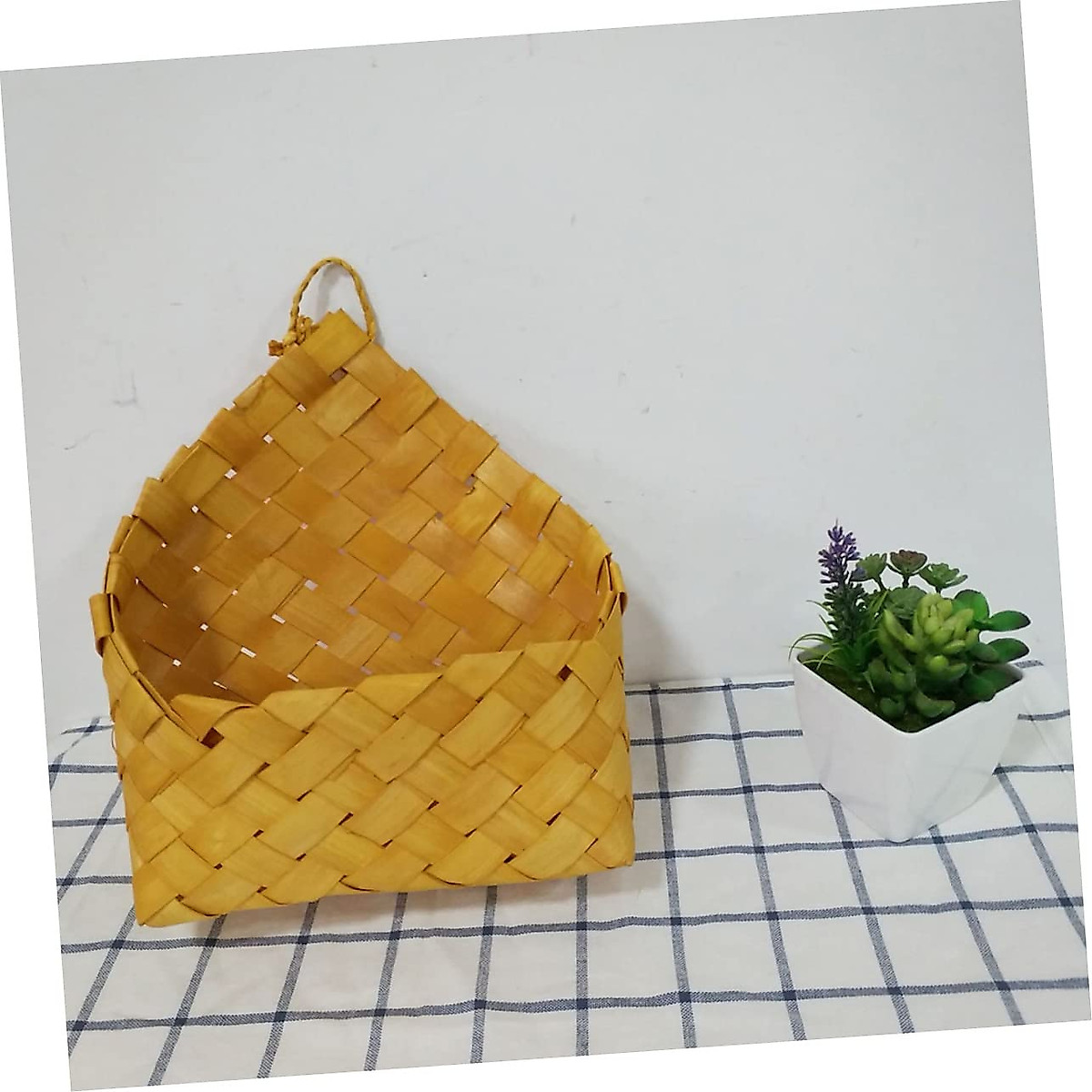 VILLFUL 1Pc Decorative Wood Woven Wall Hanging Basket for Home Stylish Storage Basket Ideal for Wall Decor for Indoor and Outdoor Plant Display