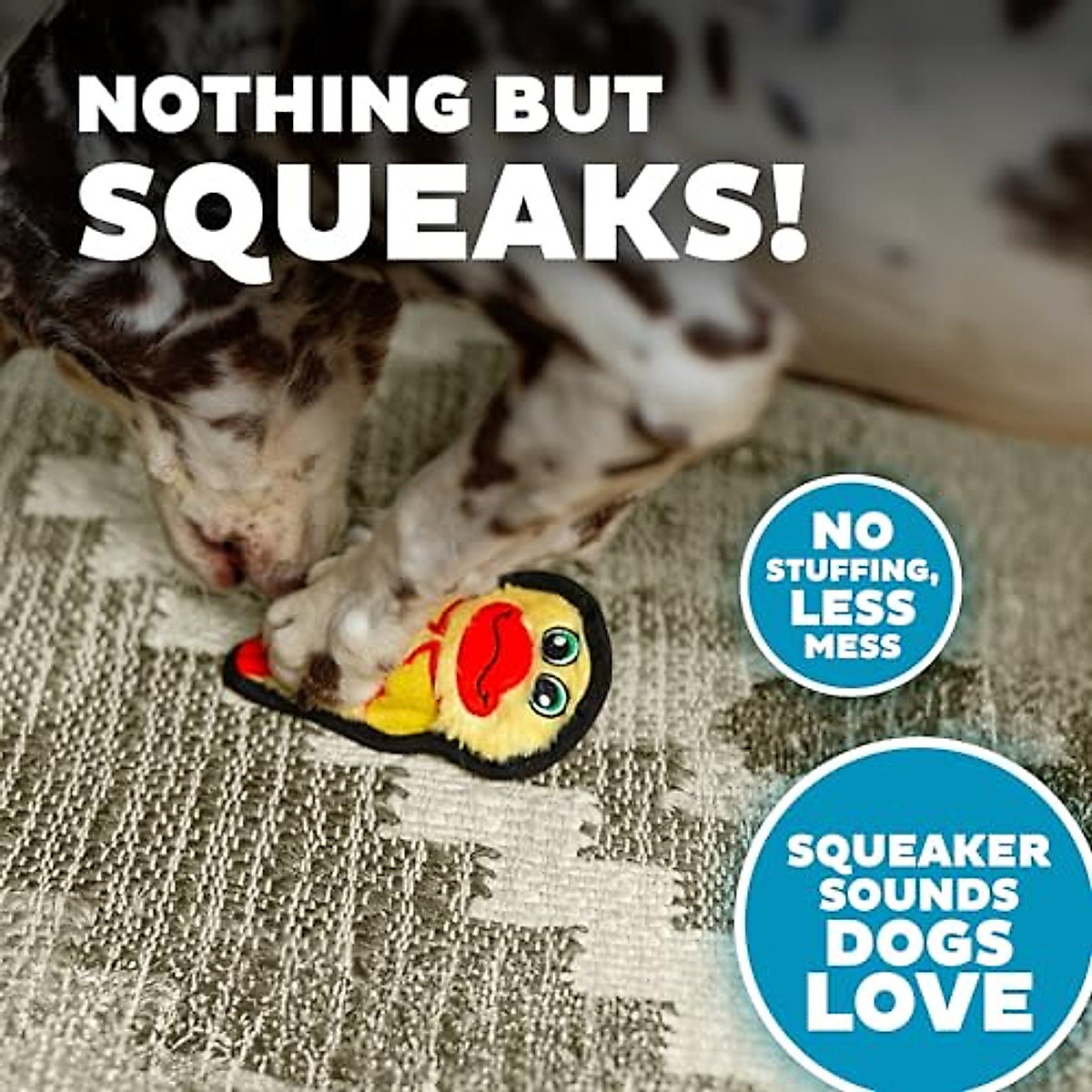 Outward Hound Durablez Tough Plush Squeaky Dog Toy, Duck, Yellow, XS