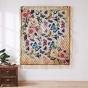 Barefoot Bungalow Gigi Butterfly Crochet Fringed Throw Blanket