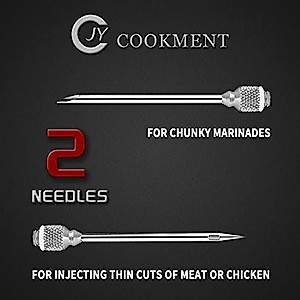 JY COOKMENT Meat Injector Syringe, 1-oz Marinade Flavor Injector with 2 Professional Needles,1 Cleaning Brushes