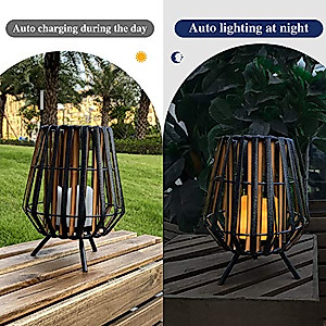 pearlstar Solar Candle Lantern Outdoor - Solar Lamp Decorative Waterproof LED Flickering Flameless Lights for Indoor Desk Patio Garden Pathway Yard