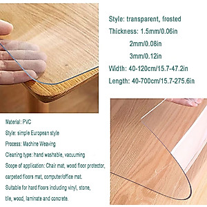 Office Chair Mat for Hardwood Floor，4x8.8ft Thick Transparent Heavy Duty Computer Swivel Chair，HD Transparent Carpet Entrance Hall Bedroom Mat Protect Pad,Transparent 2mm/0.08in