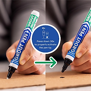 Grout Pen Black Tile Paint Marker: Waterproof Grout Paint, Tile Grout Colorant and Sealer Pen - Black, Narrow 5mm Tip (7mL)