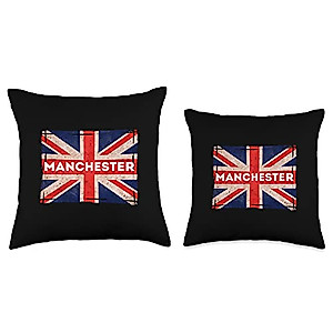 Great Britain Men Women Children Manchester England Britain United Kingdom Souvenir Flag Throw Pillow, 16x16, Multicolor