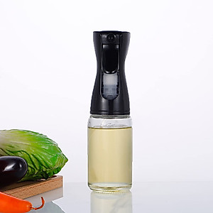 Oil Sprayer for Cooking, 200ml Olive Oil Sprayer Mister, Olive Oil Dispenser, Glass Olive Oil Spray Bottle, Kitchen Gadgets Accessories Canola Oil Spritzer for Salad Making, Baking Frying, BBQ (Black)