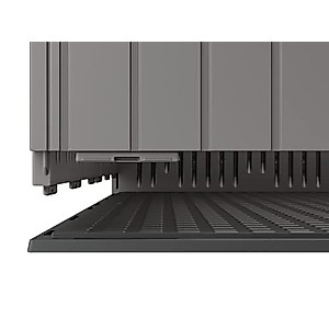 Rubbermaid Resin Weather Resistant Outdoor Storage Shed, 7 x 7 ft., Simple Gray/Onyx, for Garden/Backyard/Home/Pool