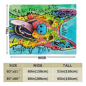 Tupmnbry Colorful German Shepherd Throw Blanket Cute Dog Printed Blanket Super Soft Flannel Throw Blanket Lightweight Fluffy Plush Fuzzy Bed Blanket for Cute Pet 60"X80"