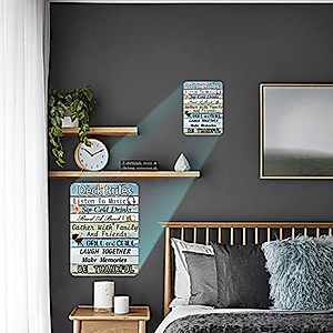 Viodenl Deck Rules Metal Tin Sign Cave Pool Bar Terrace House Wall Decor Backyard Decor Sign 8x12 Inch