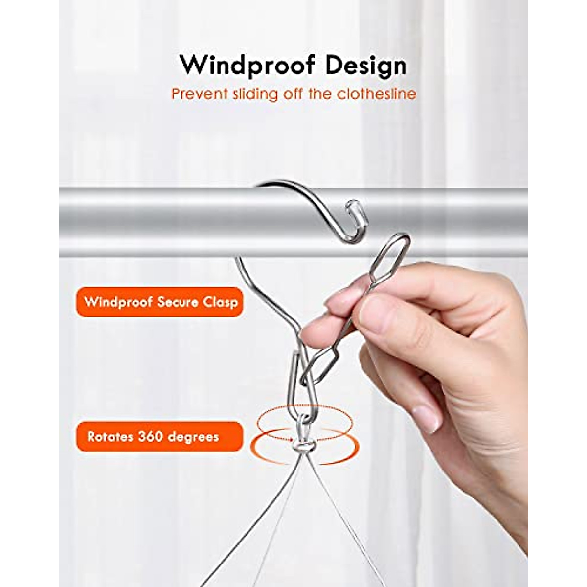 Gorffy Clothes Drying Rack with 26 Clips, Aluminum Sock Hanger Laundry Rack, Clothing Drying Rack with Windproof Hook, Sock Drying Rack Indoor & Outdoor, Underwear Hanger for Baby Clothes, Bras