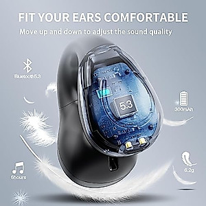 Wireless Headphones Bluetooth Ear Clip Earphones, 30H Playtime Open Ear Clip Headphones with Mic, Mini Wireless Earbuds Bluetooth for Running Sport Gym, USB-C, Compatible with iPhone Android