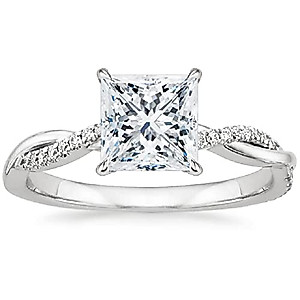 JEWELERYIUM 4 CT Princess Cut Colorless Moissanite Engagement Ring, Wedding/Bridal Ring Set, Solitaire Halo Style, Solid Sterling Silver Vintage Antique Anniversary Bridal Jewelry,Gorgeous Gift (11)
