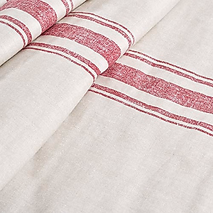 Lush Decor Farmhouse Stripe Throw - Reversible Ticking Pinstripe Design Blanket, 50" x 60", Red