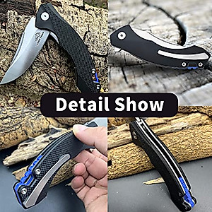 FreeTiger Foldable Pocket Knife(FT711) D2 Steel 3.62 Inch Fine Edge Blade -Best Camping Hunting Fishing Hiking Survival Military EDC Tactical Knives Men Gifts for Dad Backpacker