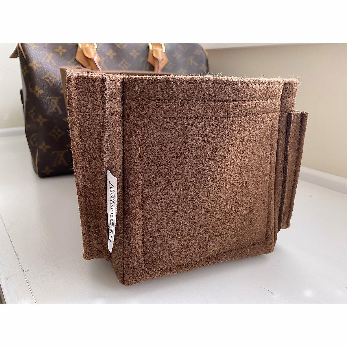 AlgorithmBags Purse Organizer Insert | designed for Louis Vuitton LV Speedy 30 35 40 25 | Luxury Liner Shaper Divider (35, Brown)
