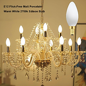 XININSUN E12 Frosted Candelabra Bulb 40W Equivalent, E12 LED Matt White Porcelain Dim-to-Warm 2000-2800K CRI 92 Excellent Color Accuracy, Dimmable LED Bulb Candle Chandelier Bulbs,6 Pack