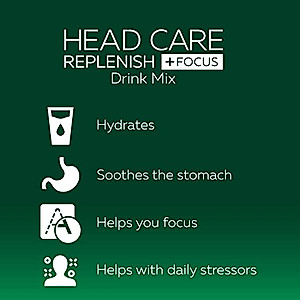 Head Care Replenish Plus Focus From Excedrin Drink Mix with Electrolytes, L-Theanine, Ginger and Caffeine for Head Health Support - 24 Packets