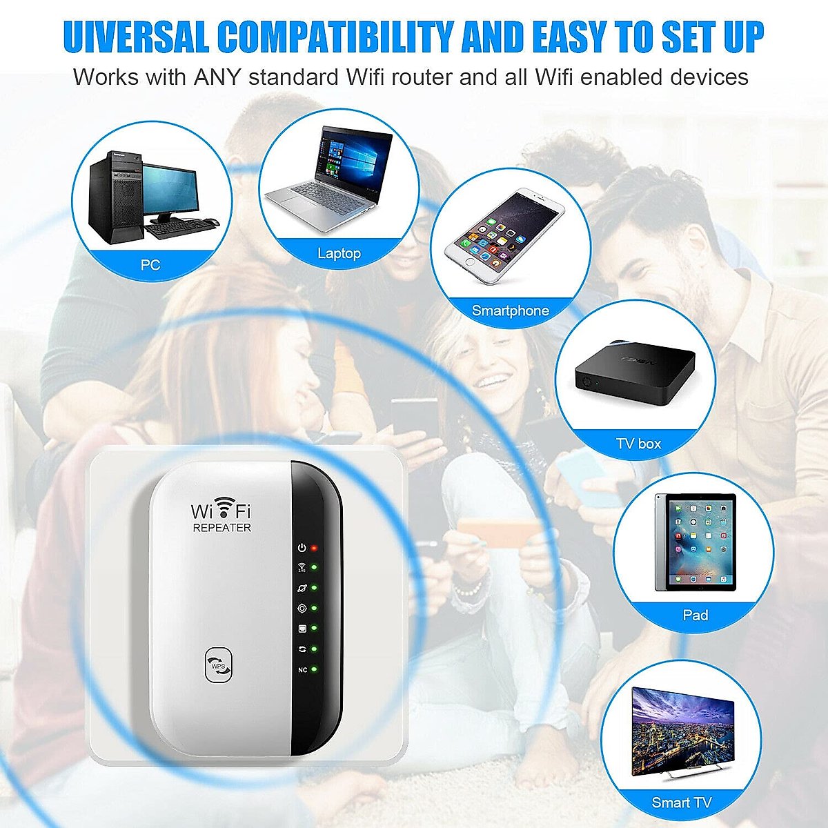2023 Newest WiFi Extender, WiFi Booster, WiFi Repeater，Covers Up to 2640 Sq.ft and 40 Devices, Internet Booster - with Ethernet Port, Quick Setup, Home Wireless Signal Booster
