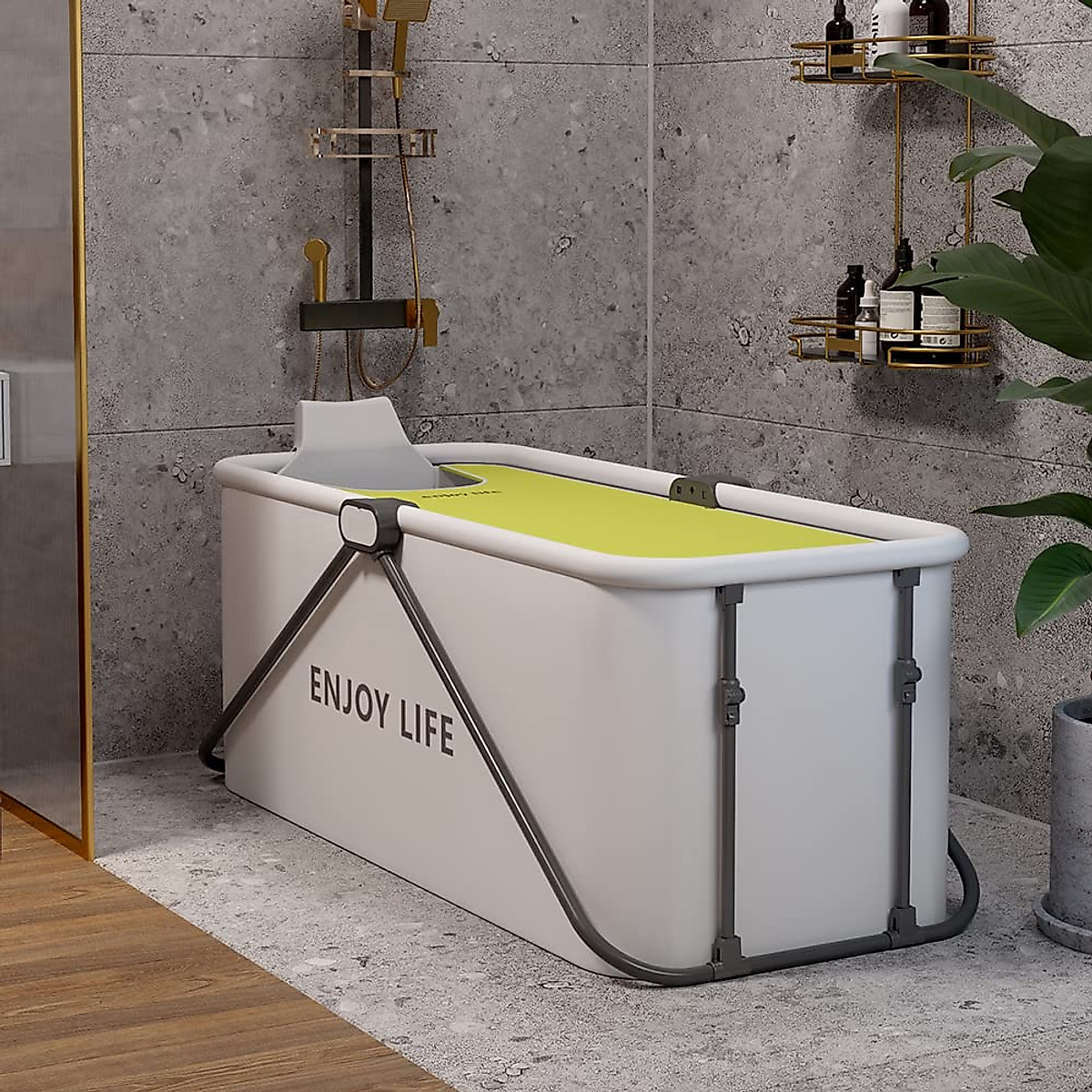 FooMoTech Portable Bathtub for Adult, Extra Large 59" Collapsible Bathtub, Assemble-free Foldable Bathtub, Best Folding Bath Tub for Shower Stall, Ideal for Soaking Bath, Ice/Hot Bath,SPA - Green