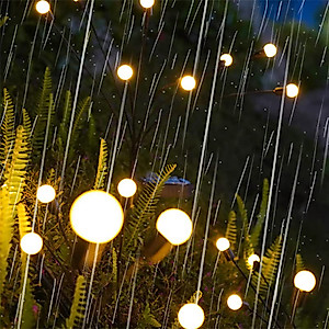 VeiledMoon Swaying Firefly Solar Lights for Garden，Waterproof Pathway Lights Decoration，Pack of 2,Bobbing About in The Breeze(6 Bulbs)