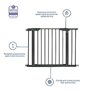 Graco BabySteps Walk-Thru Metal Safety Gate (Gray) - Pressure-Mounted Baby Gate for Doorway, Expands from 29.5-40.5 Inches, 29.5 Inches Tall, Includes 3 Extensions, Perfect for Children, Pet-Friendly