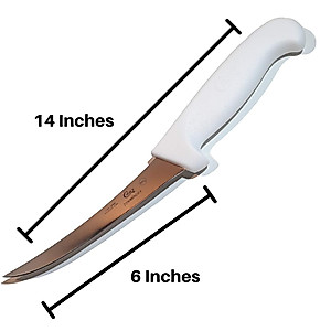 Choice 6 inch Curved Boning Kitchen Knife–Restaurant Quality Deboning Knife-Flexible Trimming Knife - Sharp Stainless Steel -Culinary Chefs Choice - White Ergonomic Handle -Comfortable Grip