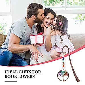 Metal Bookmarks For Women Crystal Bookmark 7 Chakra Vintage Bookmarks Tree Of Life Bookmarks For Book Lovers Book Markers Healing Stone Beading Bookmarks Tumbled Gemstones Student Office Present(1PCS)