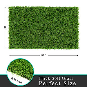 Vaukki Artificial Grass Mat 0.98" (25mm) Pile Height, Turf Grass Outdoor Mat for Entrance, Fake Grass Pee Mat for Dogs, Grass Doormat for Entryway, Front Door, Pets, Patio and Deck, 36''x59''