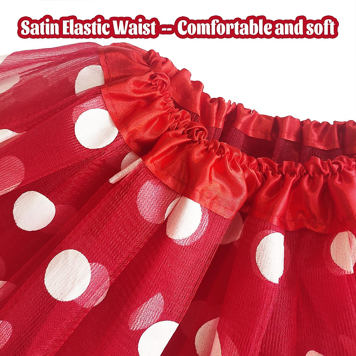 Red and White Polka Dots Tutu for Girls Princess Ballet Tulle Tutu Dress-Up Birthday Christmas Tutu Costume 3-8Y