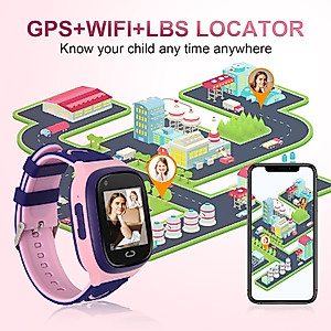 4G Kids Smart Watch GPS Tracker - Smartwatch with Two Way Call Video Calling 7 Puzzle Games Voice Chat SOS School Mode Pedometer Geo-Fence Wi-Fi Touch Screen Alarm Clock Smartwatches for Boys Girls