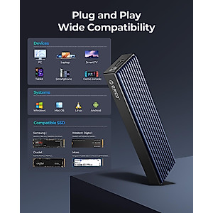 ORICO M.2 NVMe SSD Enclosure, USB 3.1 Gen 2 (10 Gbps) to NVMe PCI-E M.2 SSD Case Support UASP for NVMe SSD Size 2230/2242/2260/2280(up to 4TB) (M.2 NVMe)